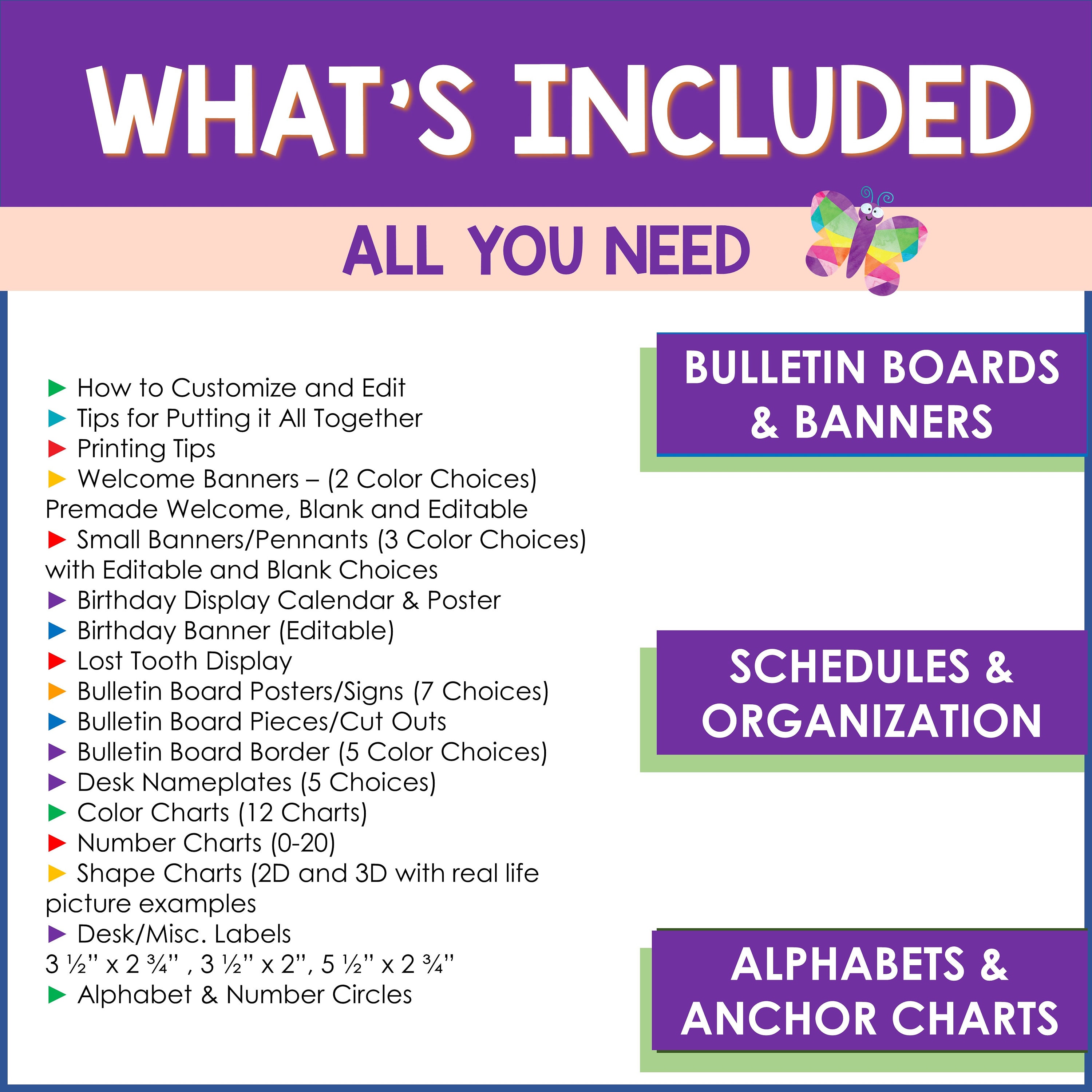 Butterfly Classroom Decor Set, Butterflies and Bugs Theme, Classroom ...