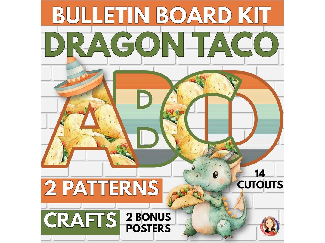 Dragon Taco Party Bulletin Board Kit, Classroom Decor | Back to School ...