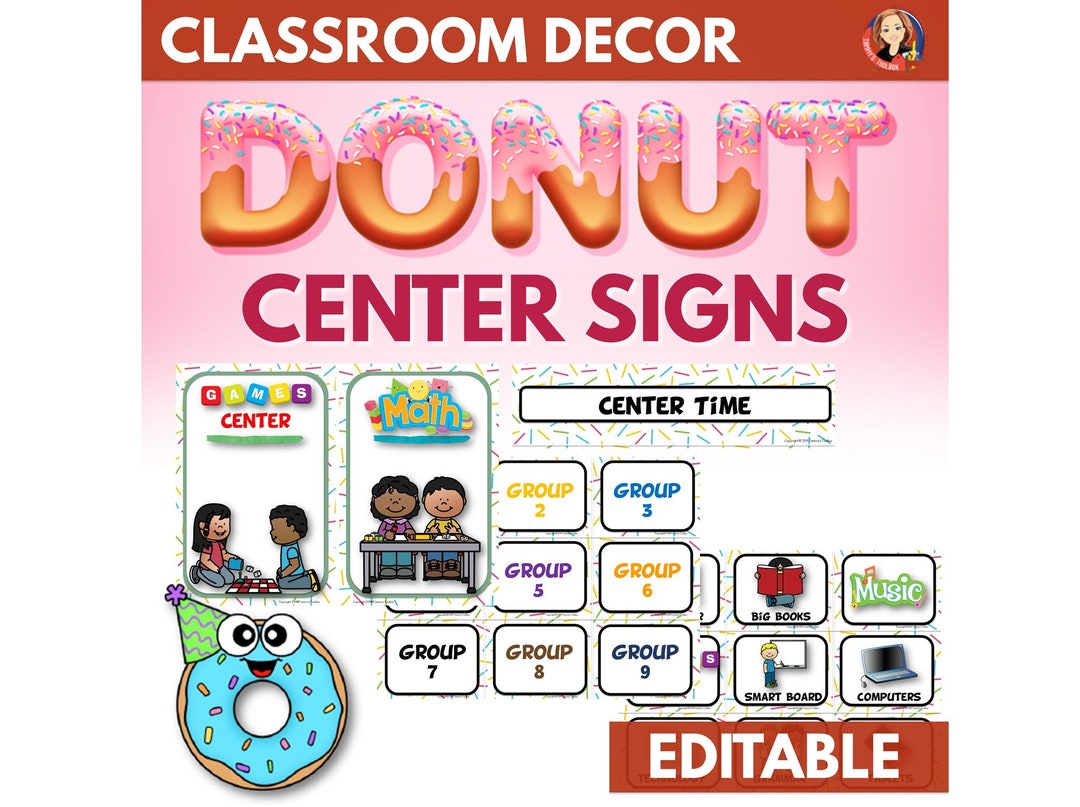 Classroom Center Signs and Labels in Donut Theme, Donut Classroom Decor ...