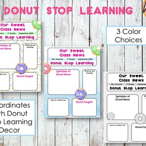 Digital and Printable Classroom Newsletter Templates in Donut Theme ...