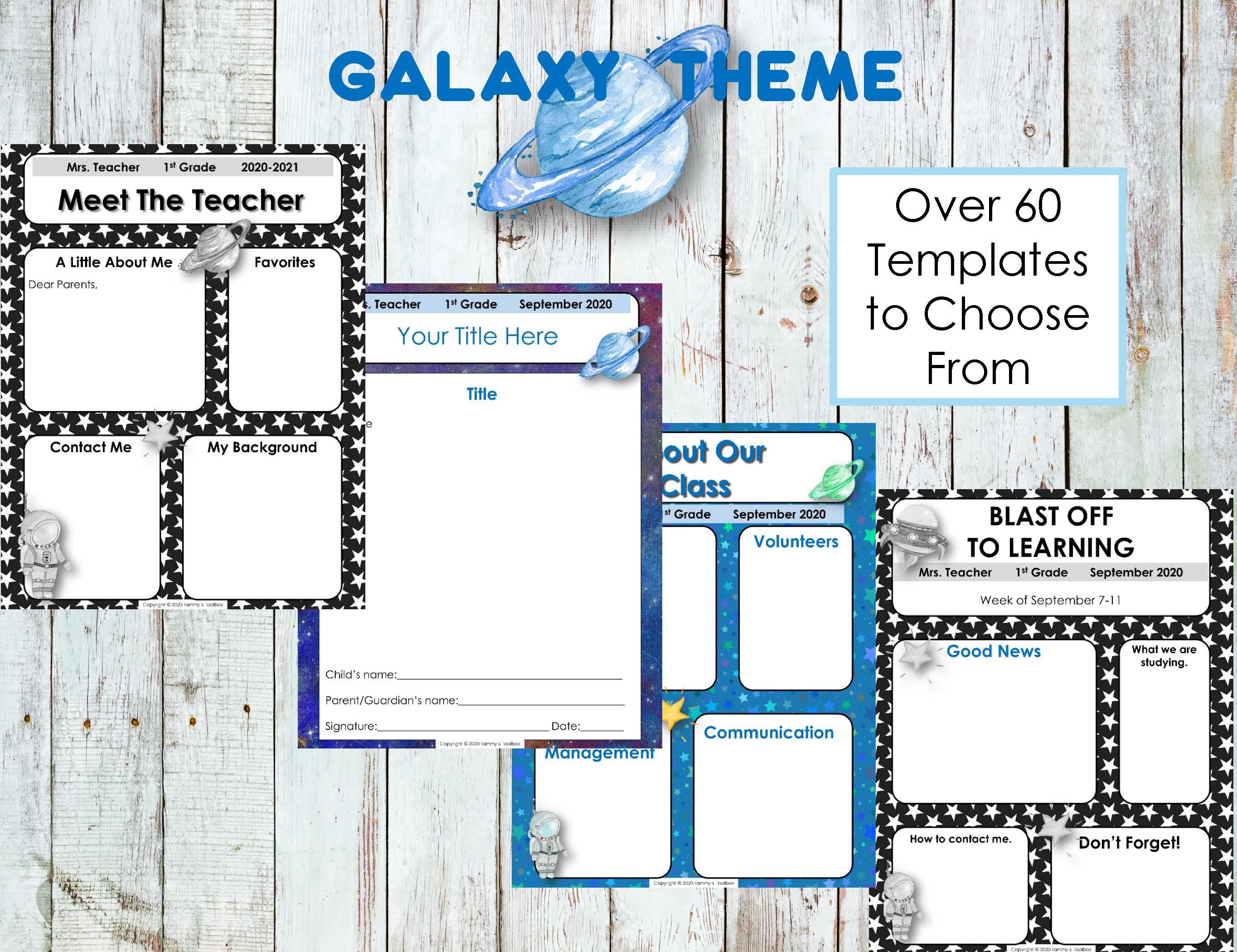 Galaxy Outer Space Classroom Classroom Newsletter Templates, Printable ...