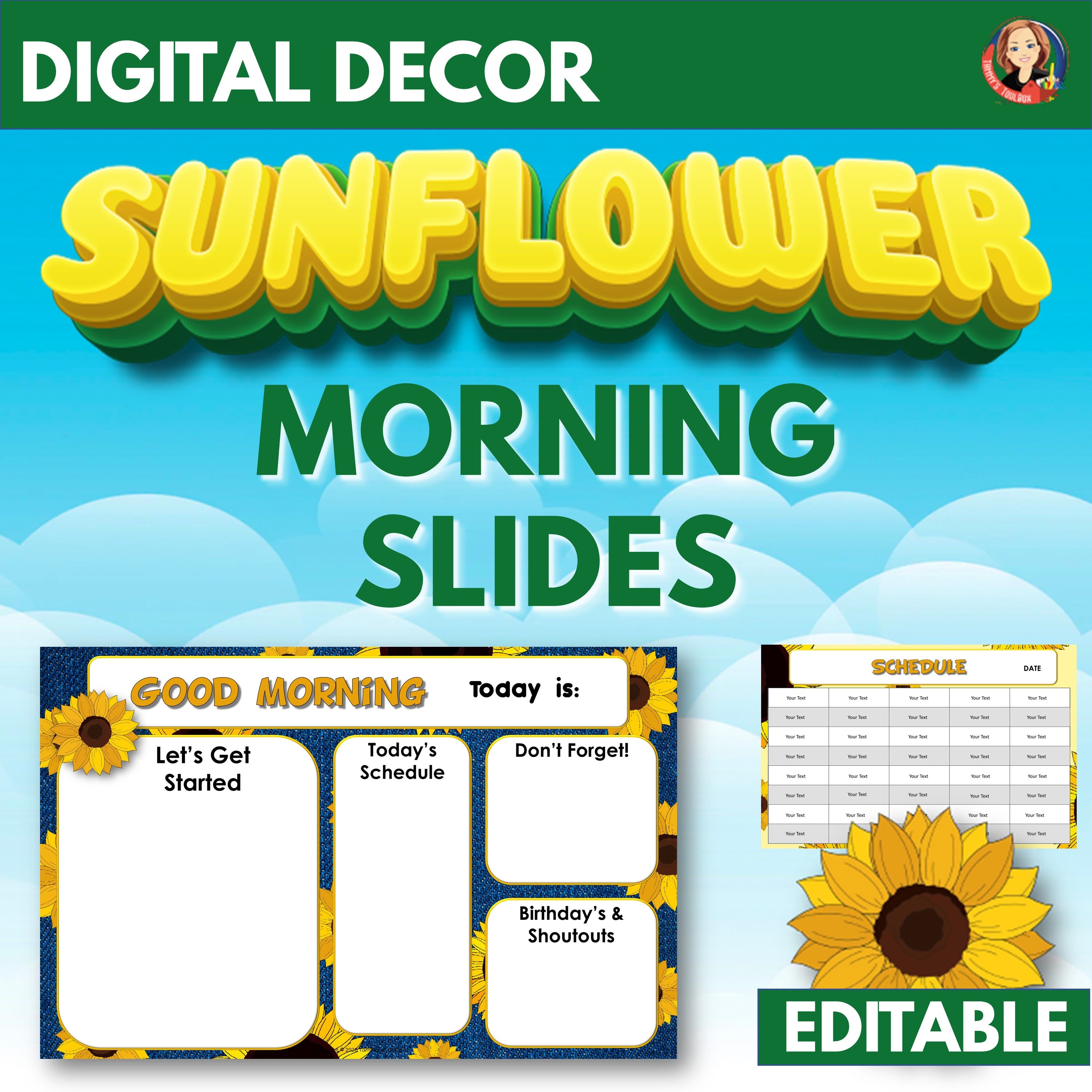 Digital Morning Meeting and Assignment Slides in Sunflower Theme - Etsy