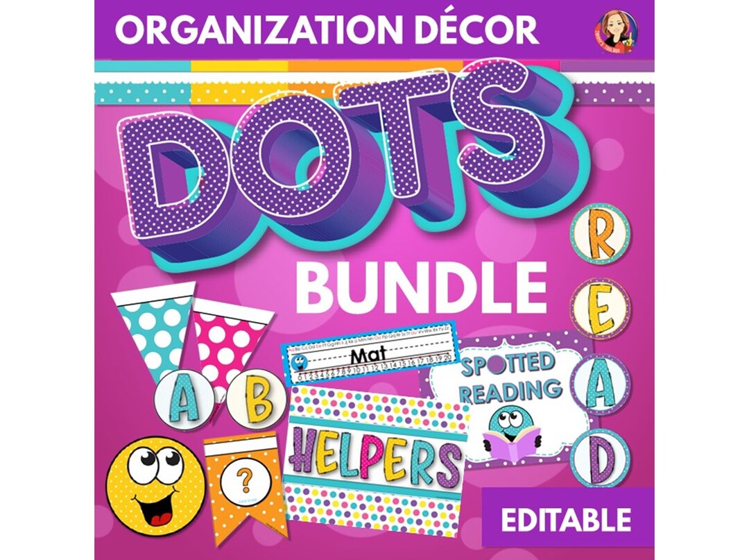 Polka Dots Classroom Decor Bundle, Bright Colorful Classroom Decor ...