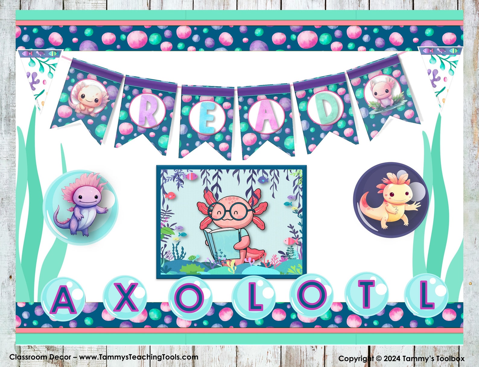 Axolotl Bulletin Board Kit, Classroom Reading Decor, Axolotl ...