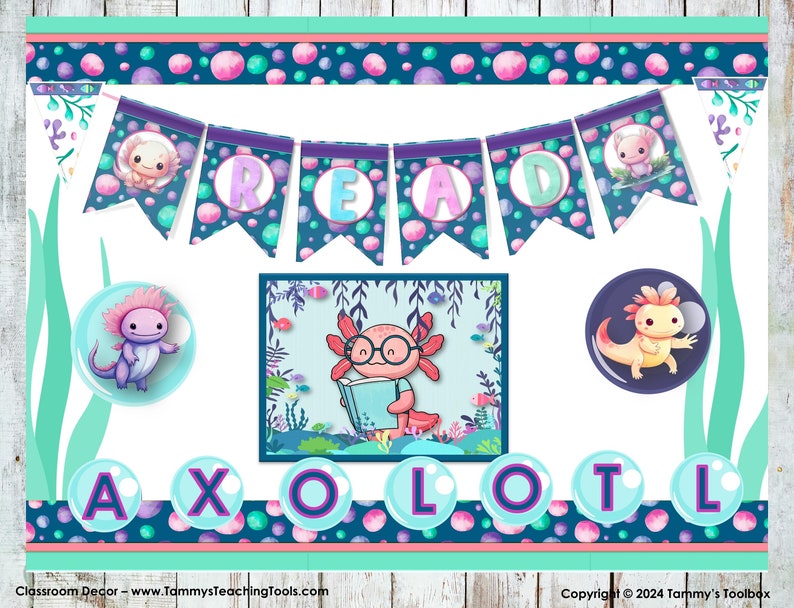 Axolotl Bulletin Board Kit, Classroom Reading Decor, Axolotl ...