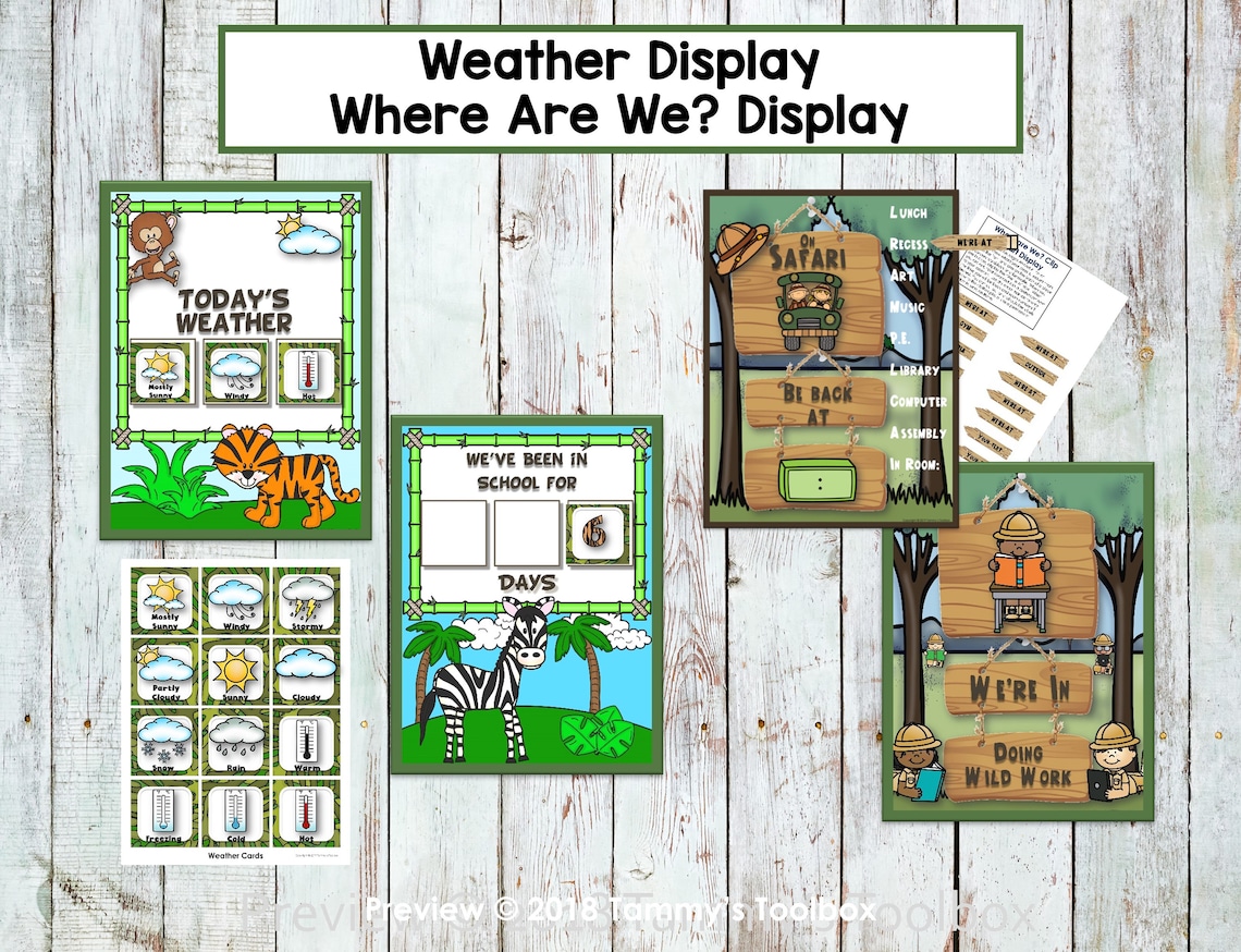 Jungle Safari Decor Calendar and Class Schedule Editable, Safari ...