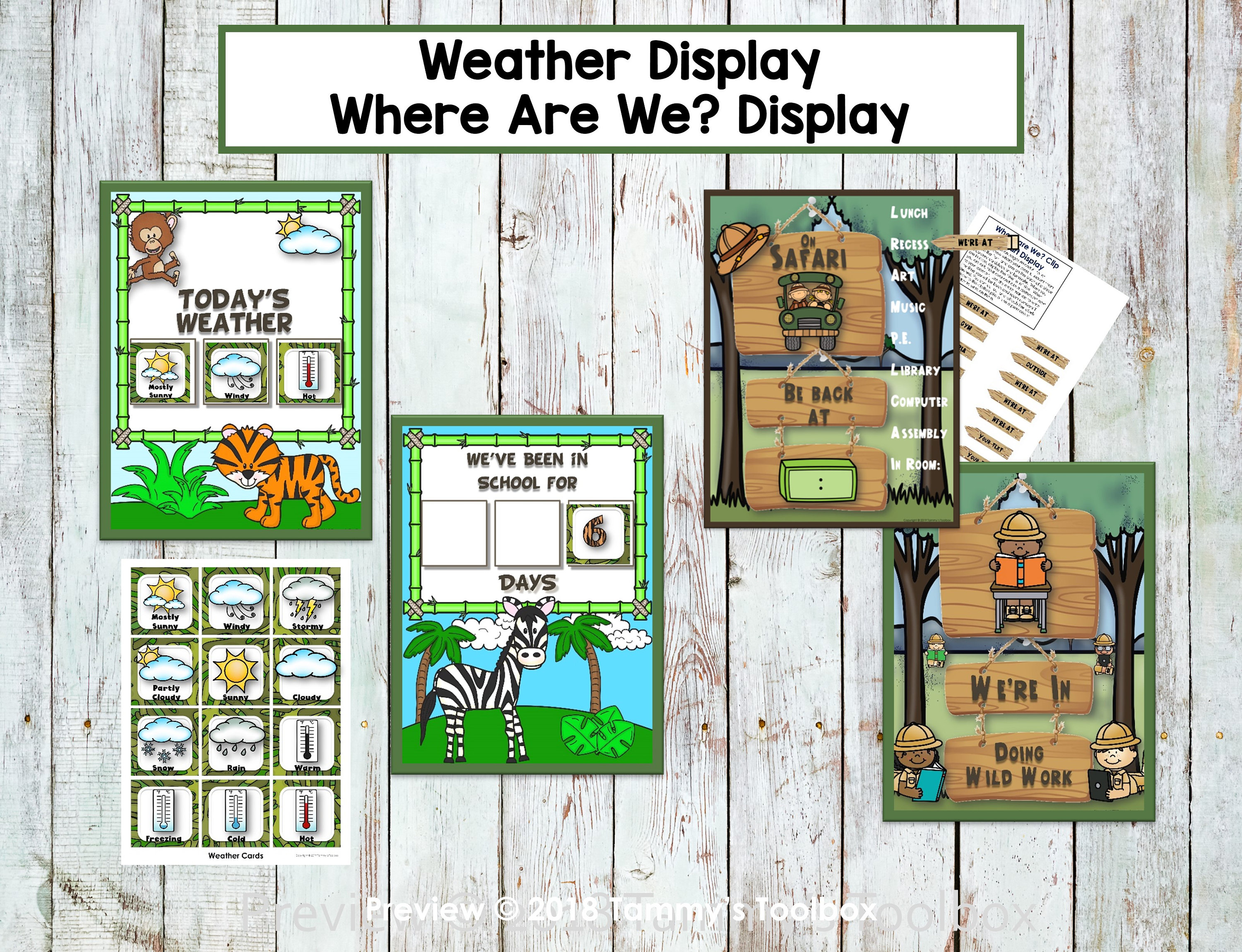 Jungle Safari Decor Calendar and Class Schedule Editable, Safari ...