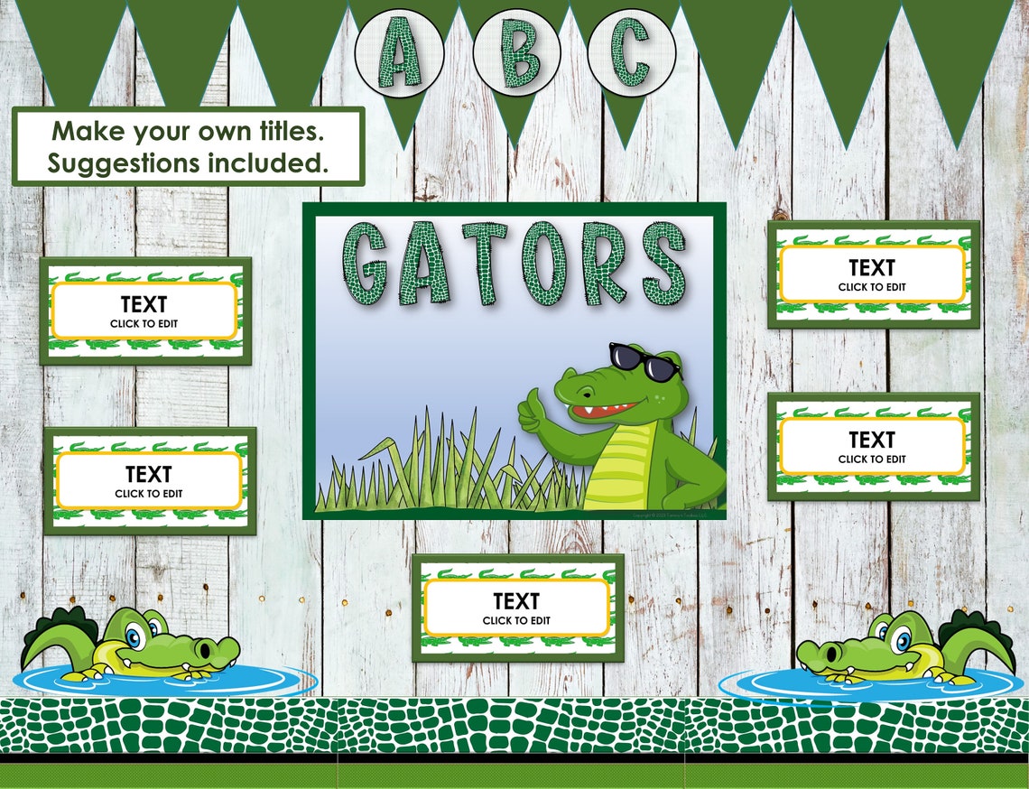 Classroom Decor Set in Alligator Swamp Theme. Includes Bulletin Board ...