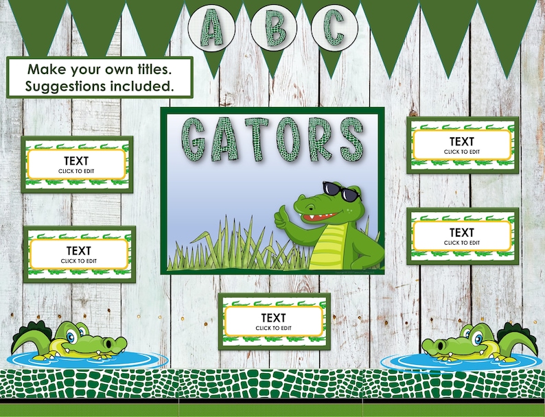 Classroom Decor Set in Alligator Swamp Theme. Includes Bulletin Board ...