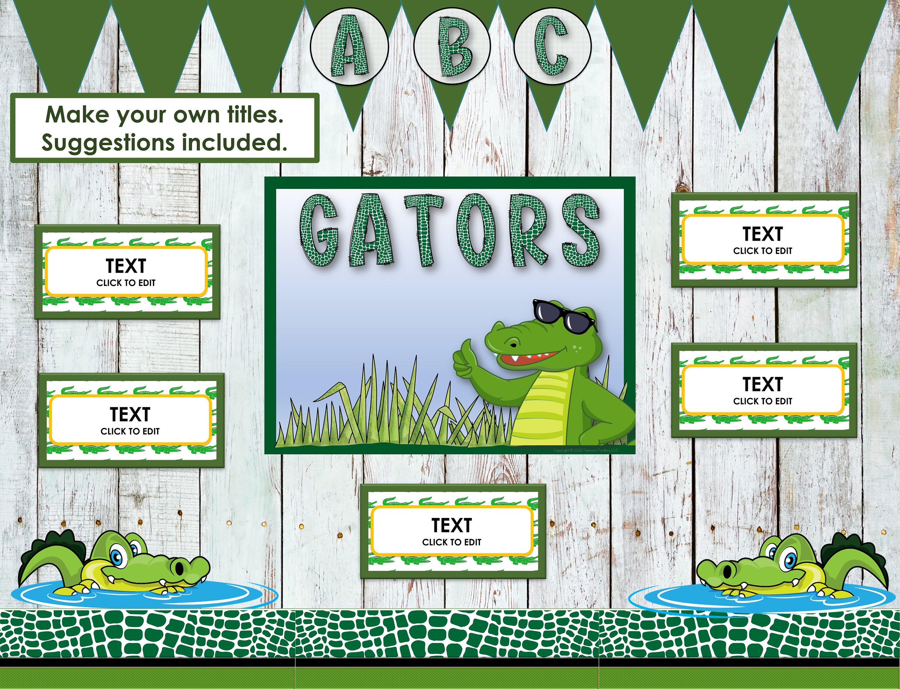Classroom Decor Set in Alligator Swamp Theme. Includes Bulletin Board ...