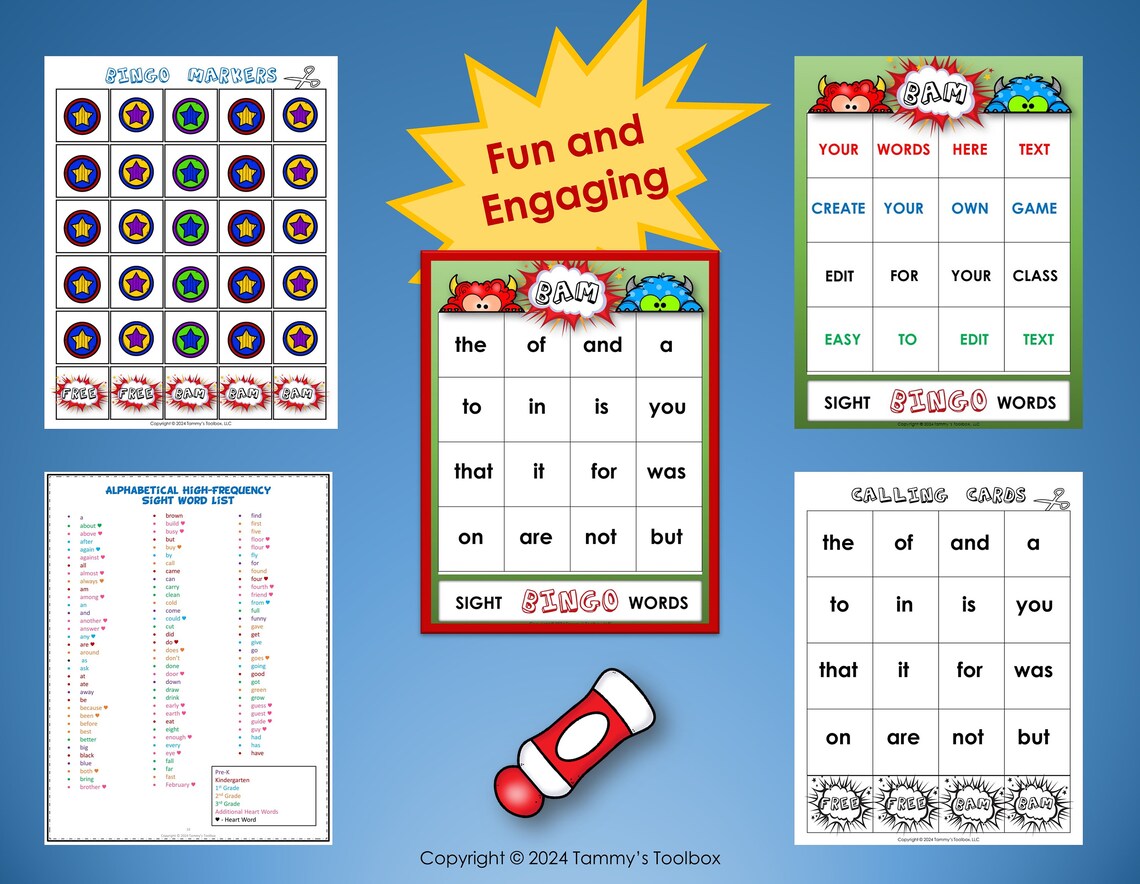 Editable Sight Word Bingo Game Set for High-frequency Words - 30 Unique ...