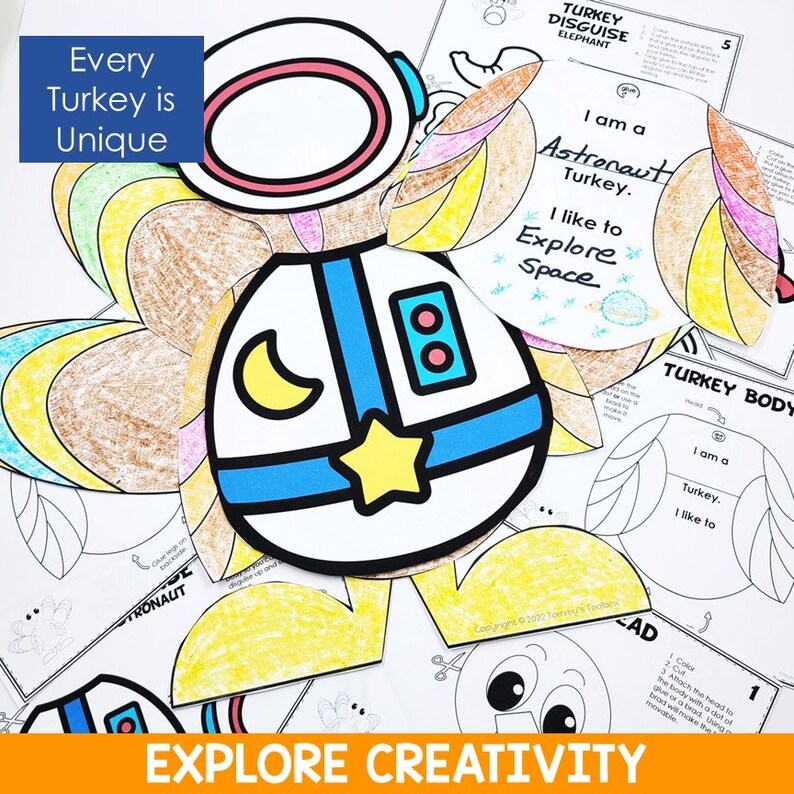 Disguise a Turkey Craft, Thanksgiving Craft Kit, and Writing Activities ...