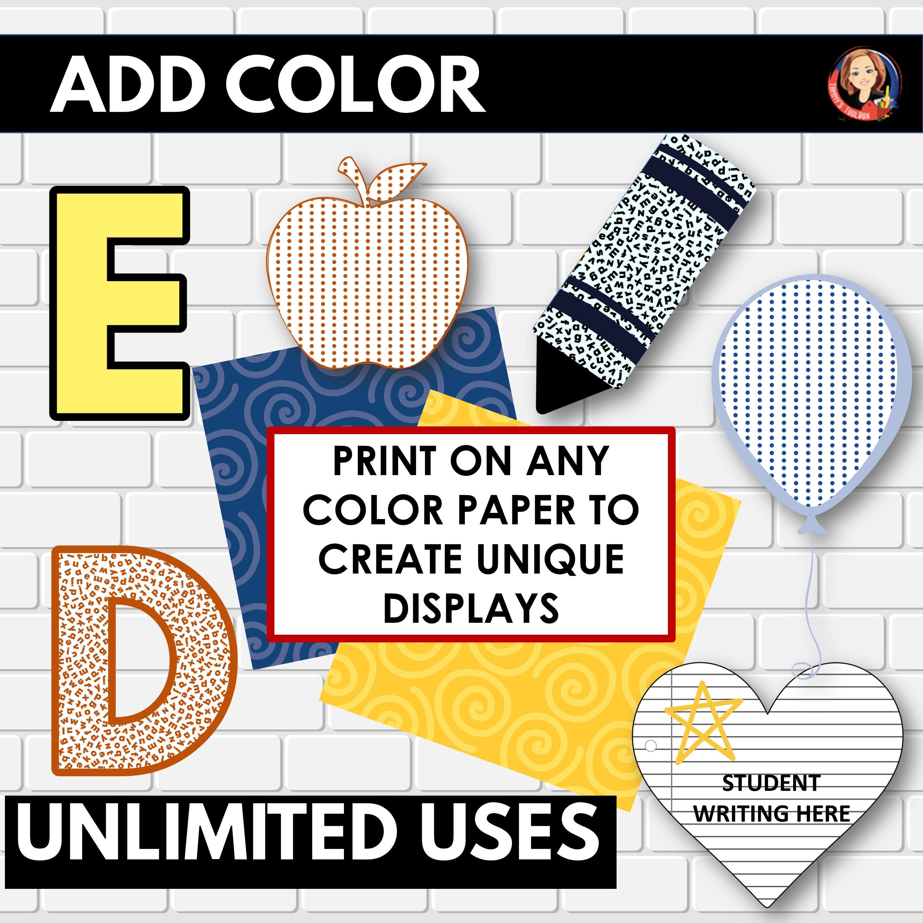 Black and White Bulletin Board Letters, Back to School Bulletin Board ...