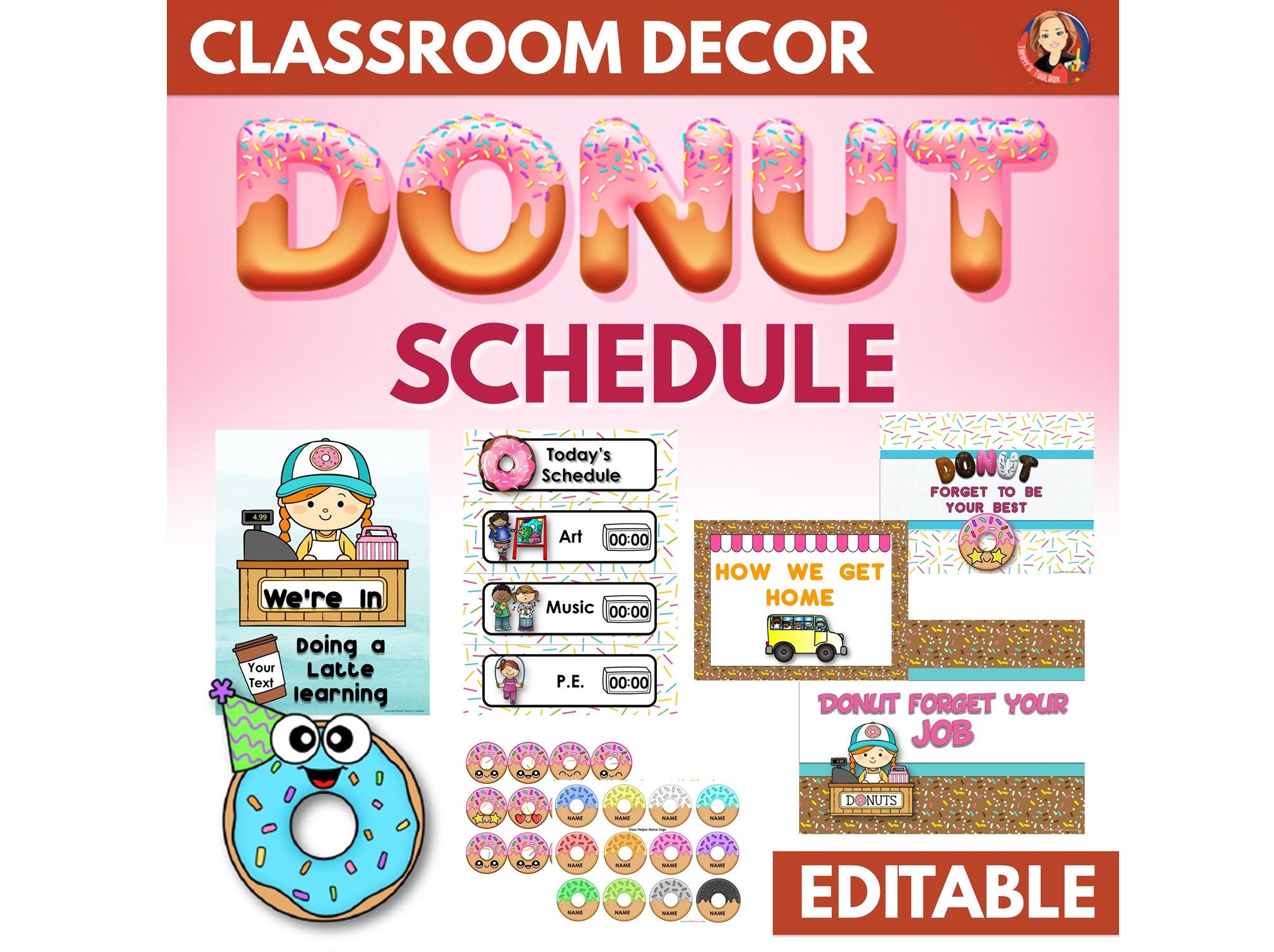 Donut Theme Classroom Schedule and Management Decor, Donut Classroom ...