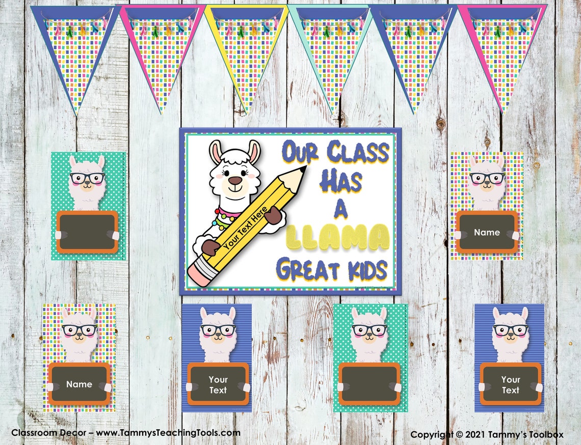 Llama Classroom Decor Bundle Editable, Llama Theme Classroom Bulletin ...