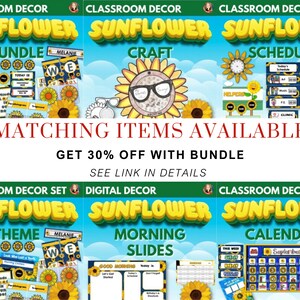 Sunflower Classroom Schedule Set, Editable Decor, Sunflower Classroom ...