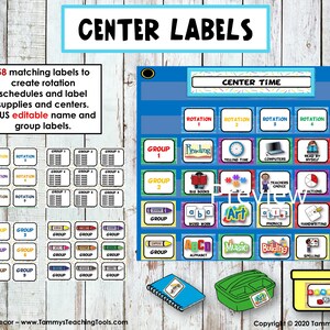 Editable Classroom Center Labels Decor in Bright Classroom Decor Theme ...