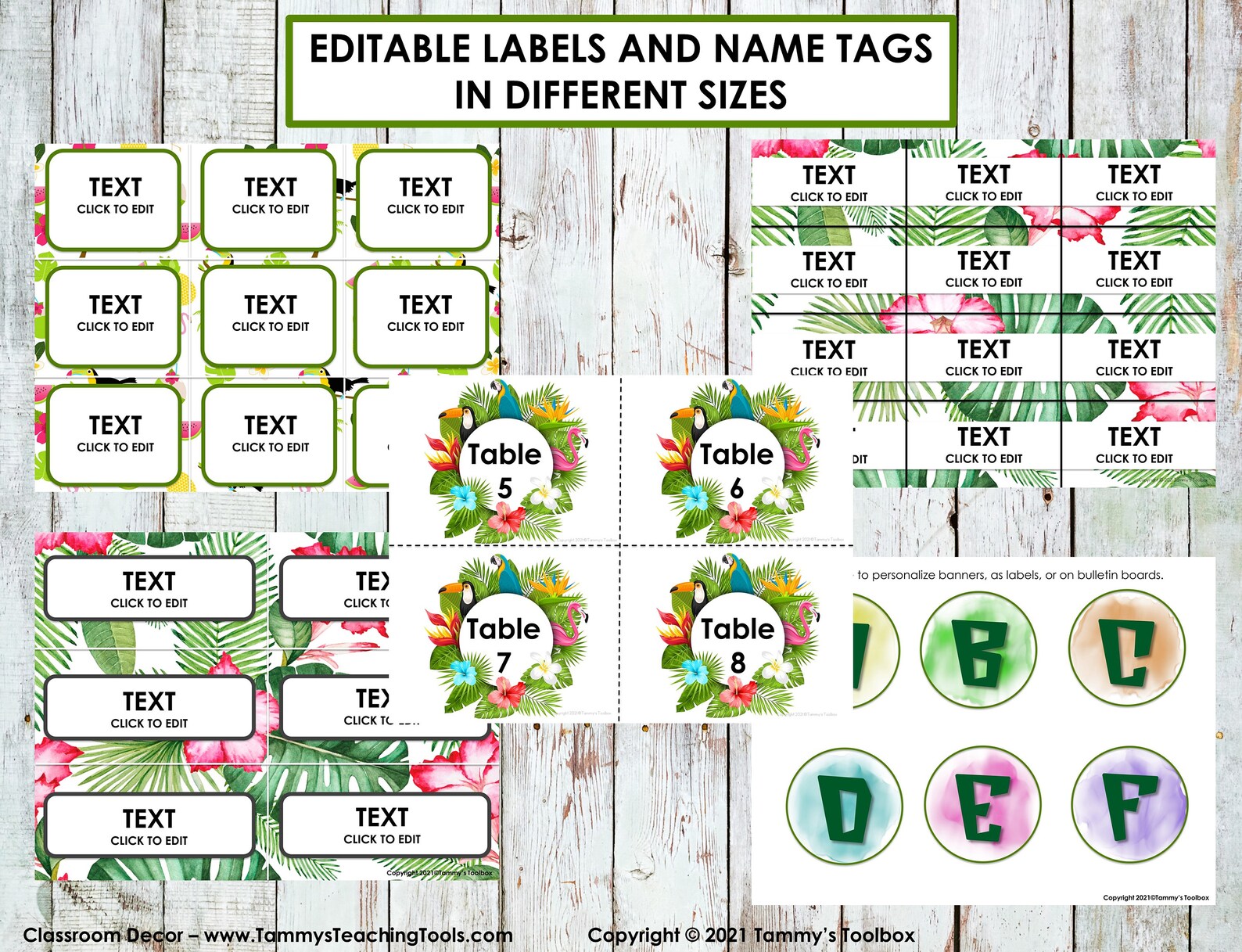 Tropical Classroom Decor Bundle Editable, Classroom Bulletin Board ...