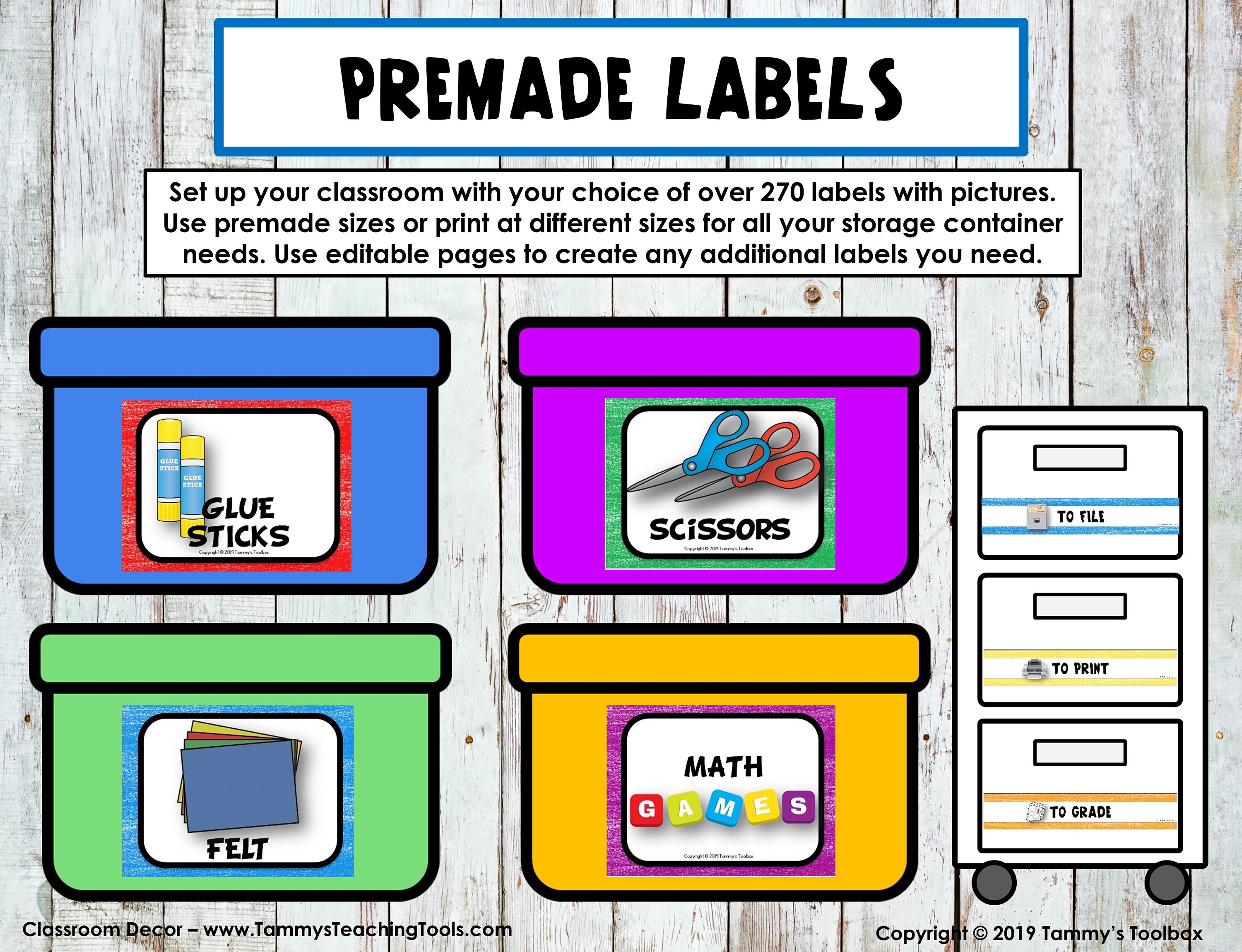 Classroom Supply Labels, Organization Labels in Bright Colors ...