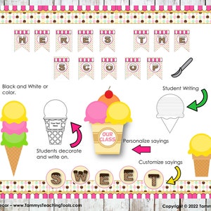 Summer Bulletin Board Kit With Writing Activities in Ice Cream Theme - Etsy