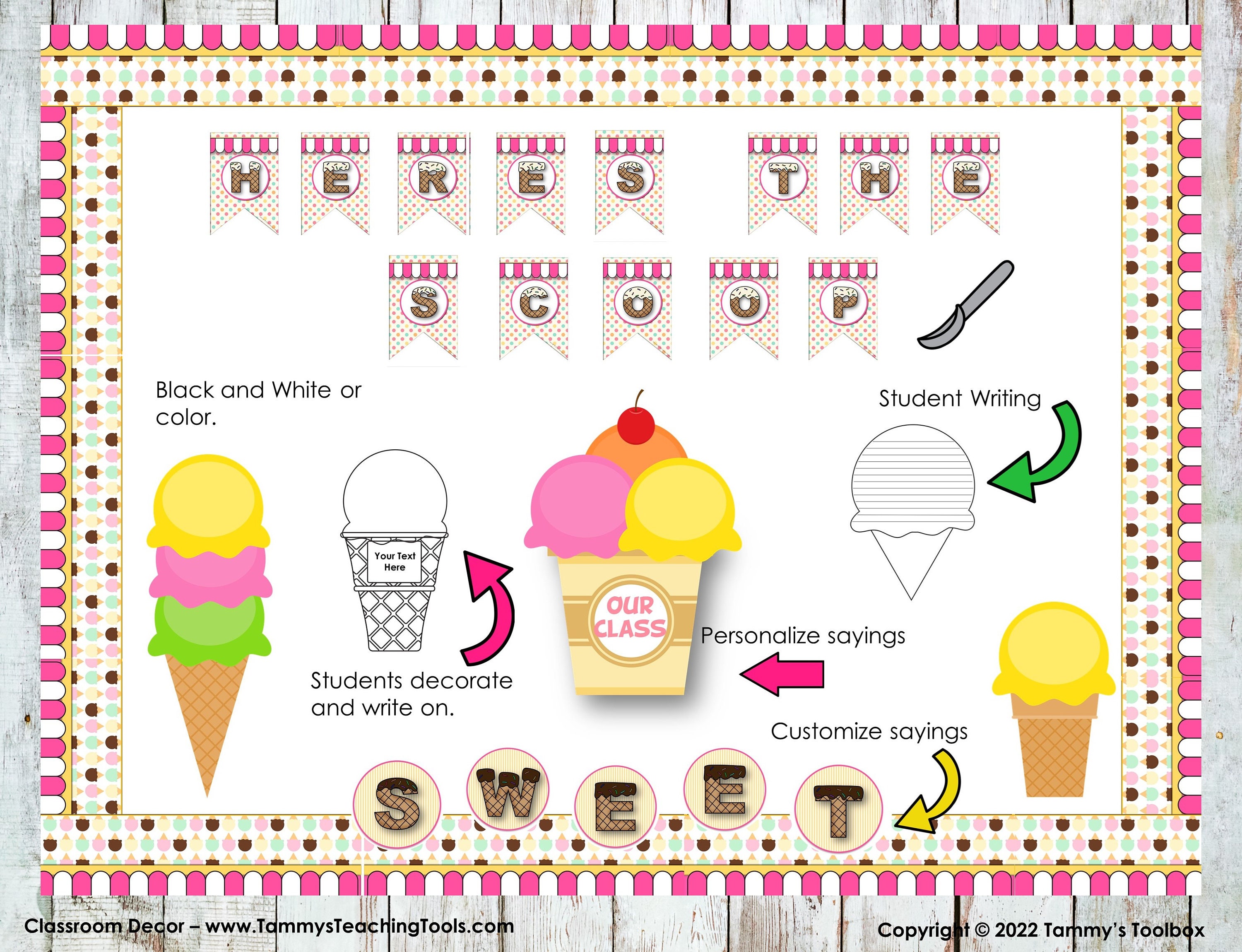 Summer Bulletin Board Kit With Writing Activities in Ice Cream Theme - Etsy