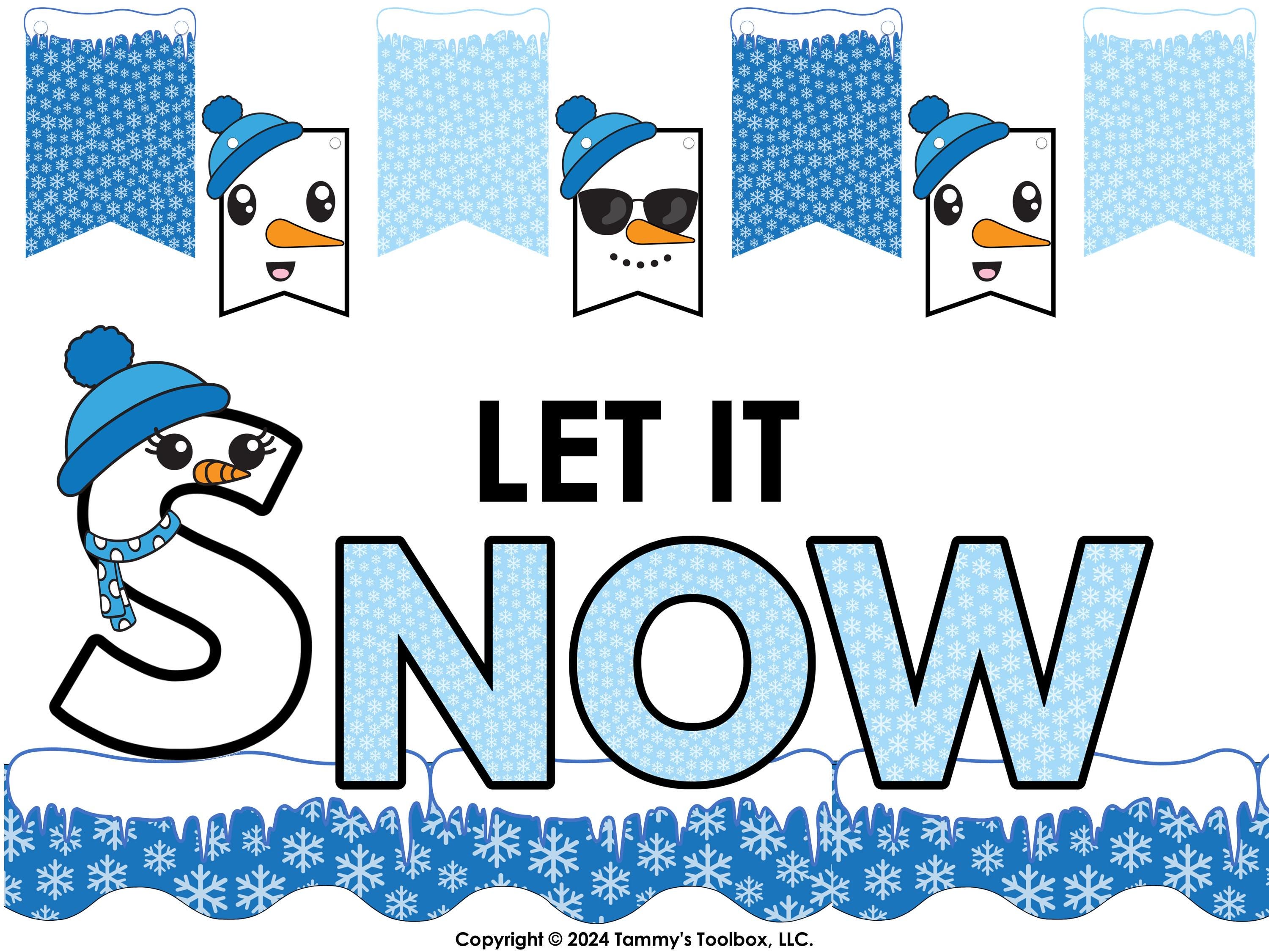 Printable Winter Bulletin Board Kit, Snowman Bulletin Board Letters ...