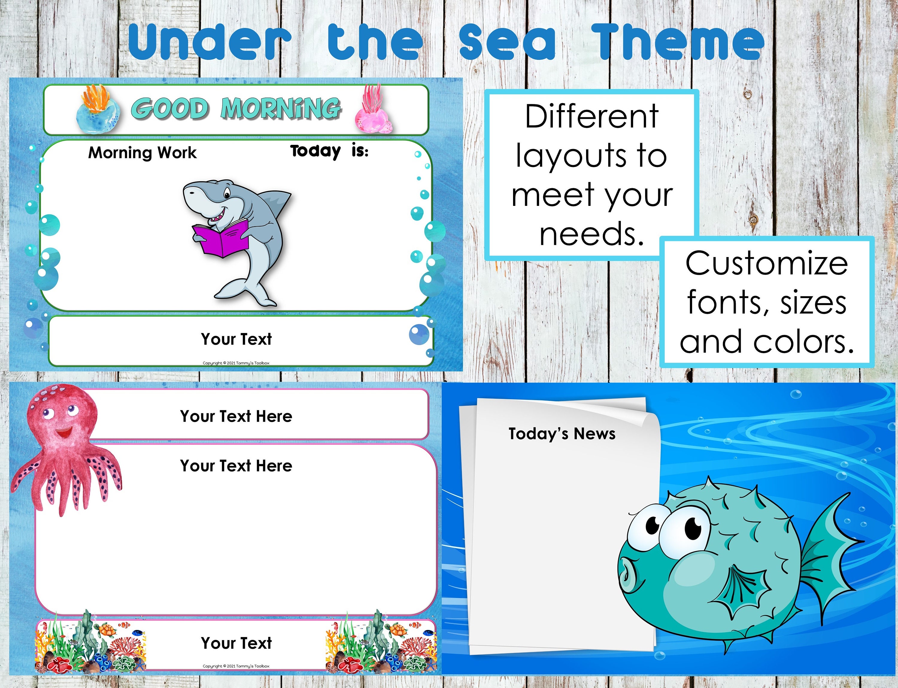 Digital Morning Work Assignment Slides in Ocean Under the Sea Theme ...