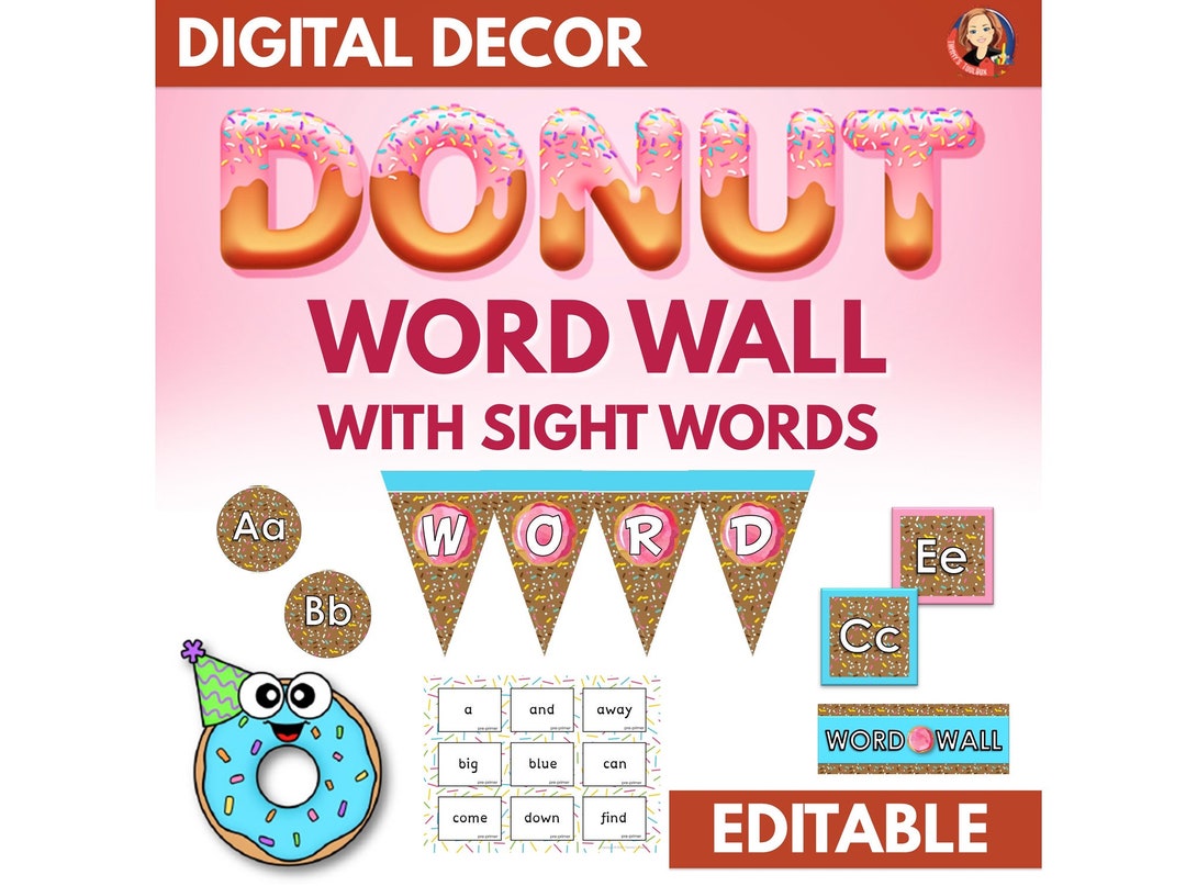 Sight Word and Phonics Word Wall in Donut Theme, Donut Classroom Decor ...