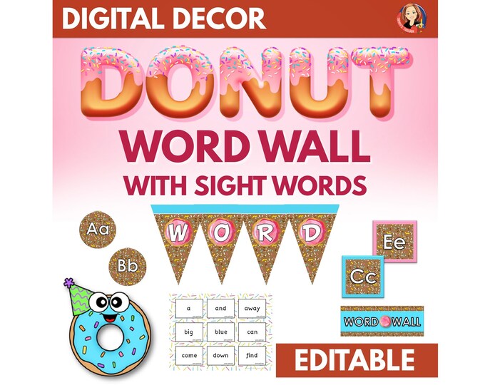 Donut Alphabet Letters and Number Printable Banner, Donut Birthday ...