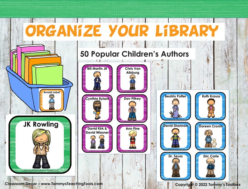 Classroom Library Book Bin Labels in Colorful Brights, Colorful Rainbow ...