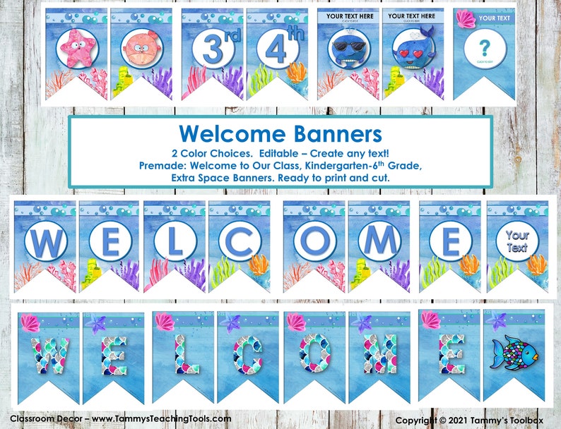 Ocean Under the Sea Classroom Decor Bundle, Sea Life Bulletin Board ...