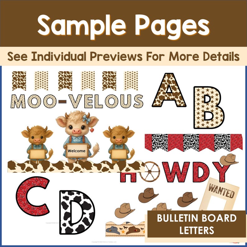 Editable Wild Western Classroom Decor Bundle | Highland Cow Theme ...