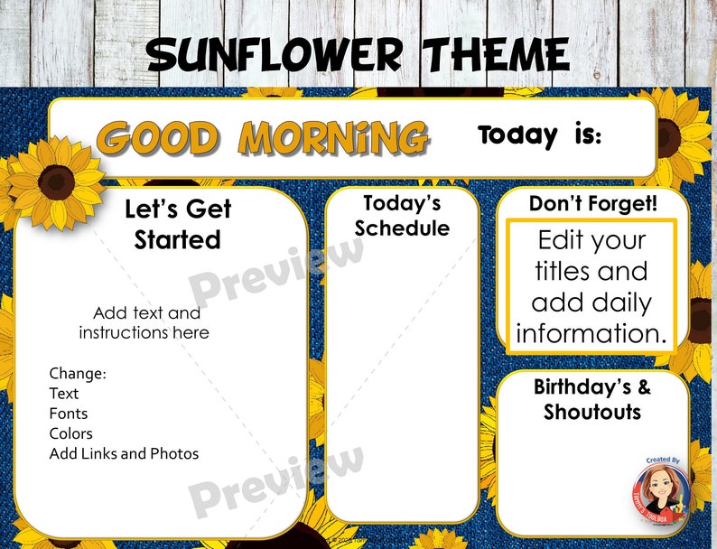 Digital Morning Meeting and Assignment Slides in Sunflower Theme - Etsy