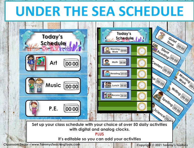 Ocean Under the Sea Theme Classroom Schedules, Sea Life Printable ...