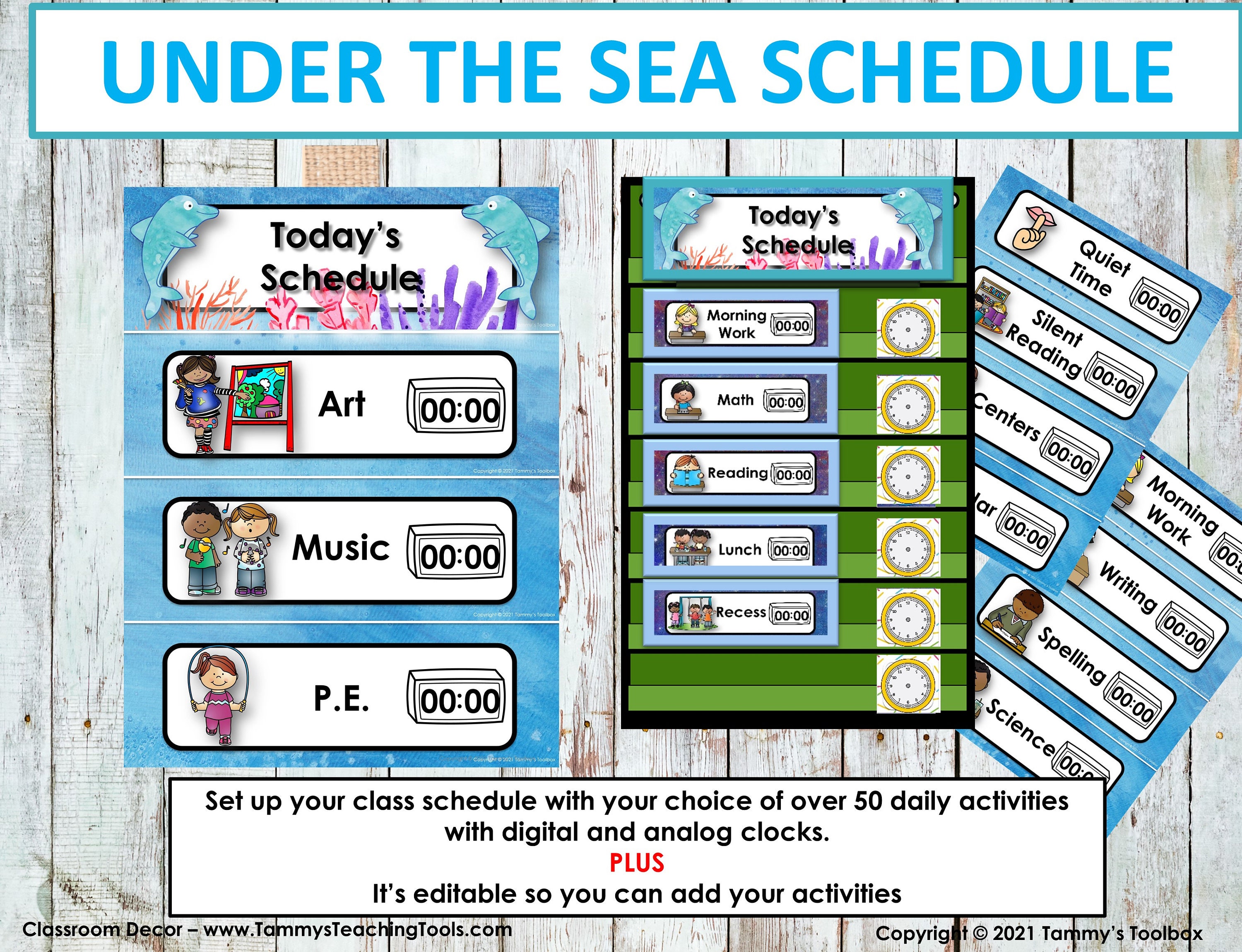 Ocean Under the Sea Theme Classroom Schedules, Sea Life Printable ...