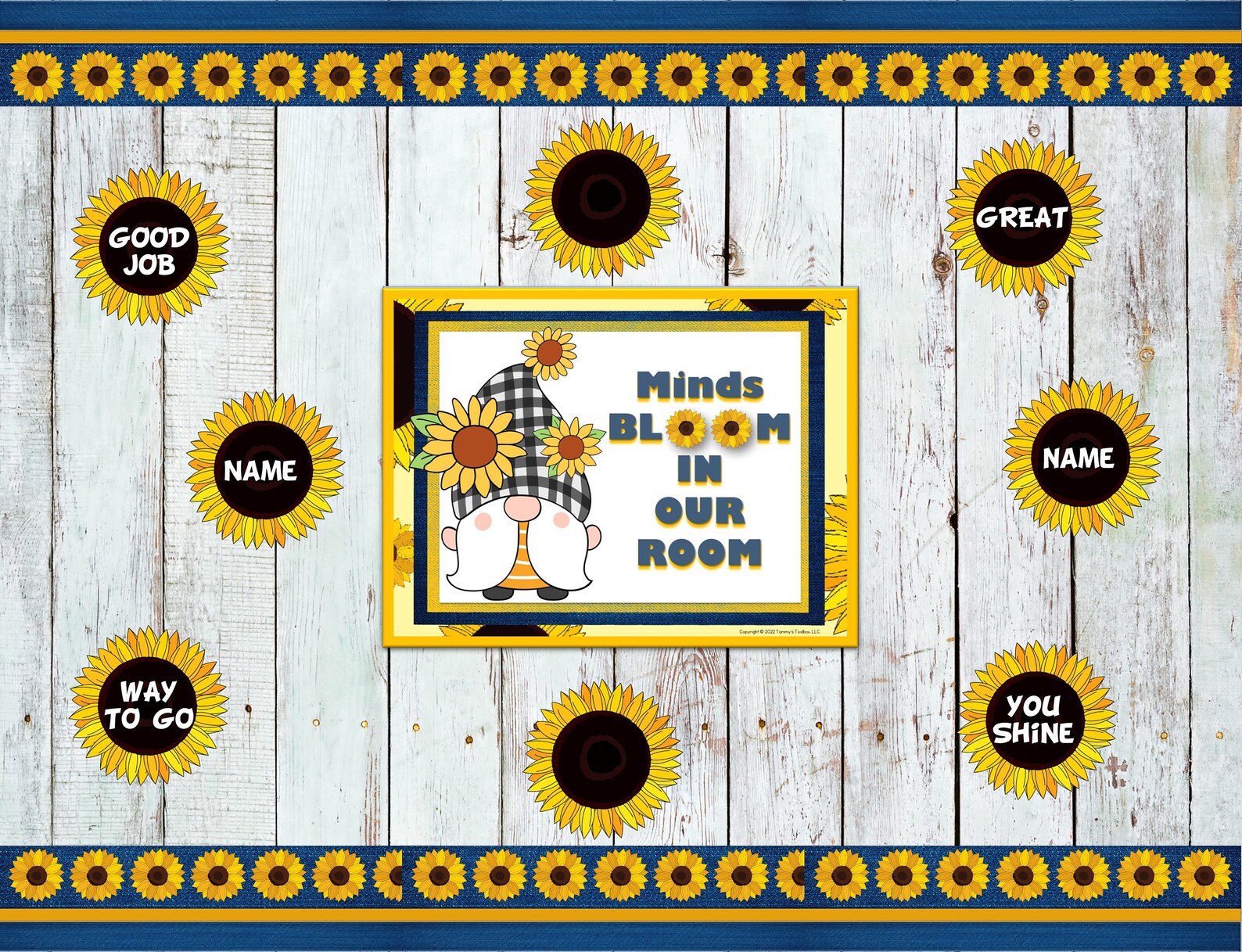 Sunflower Classroom Decor Set Editable, Sunflower Bulletin Board ...