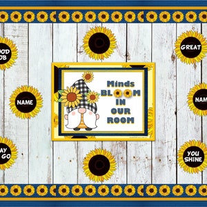 Sunflower Classroom Decor Set Editable, Sunflower Bulletin Board ...