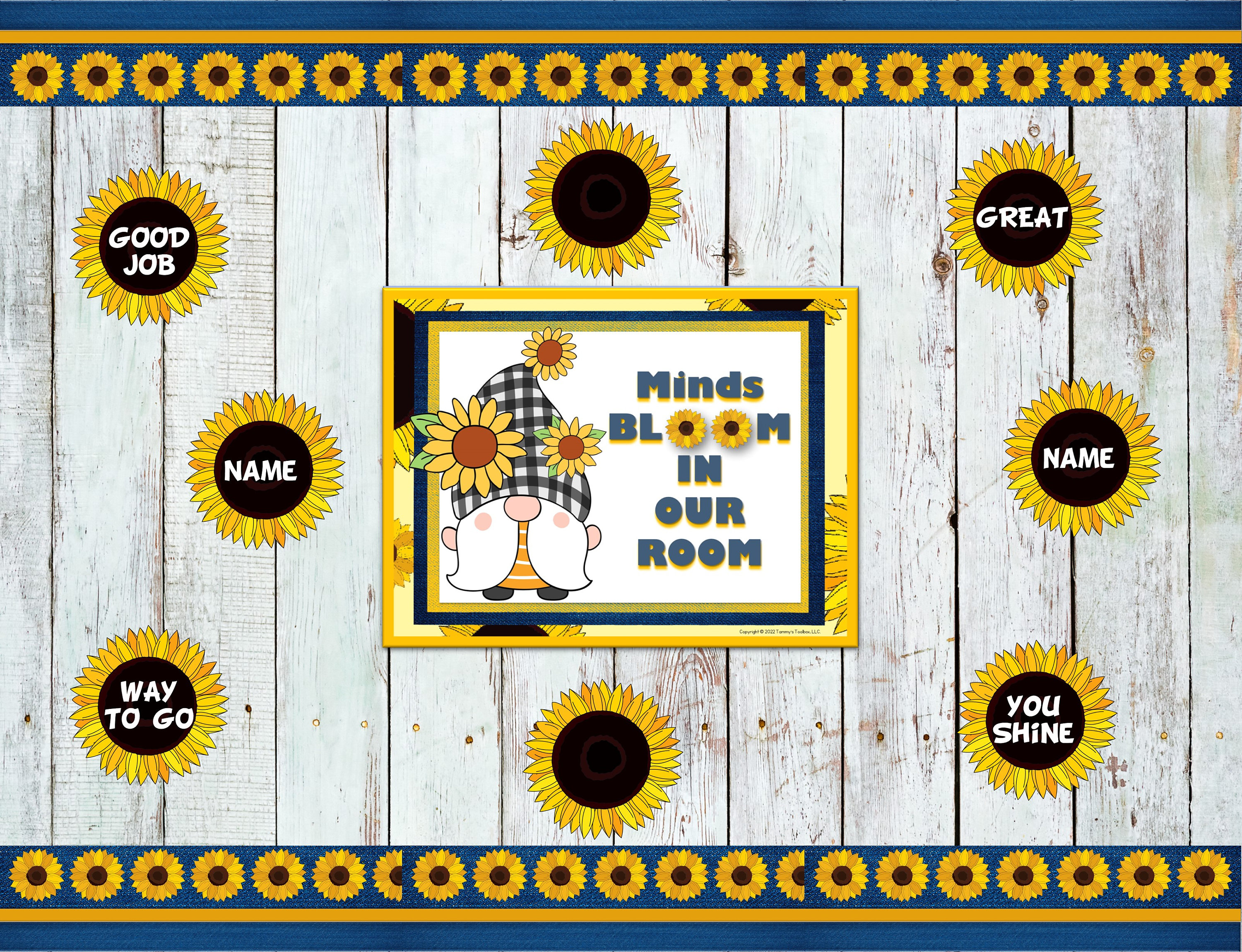Sunflower Classroom Decor Set Editable, Sunflower Bulletin Board ...