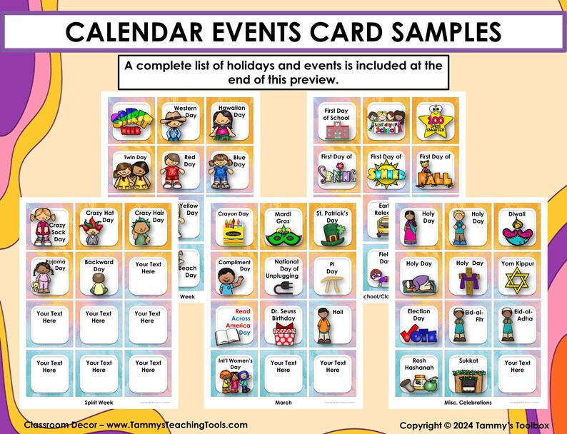 Groovy Retro Gnome Classroom Calendar Set, Editable, Printable Bulletin ...