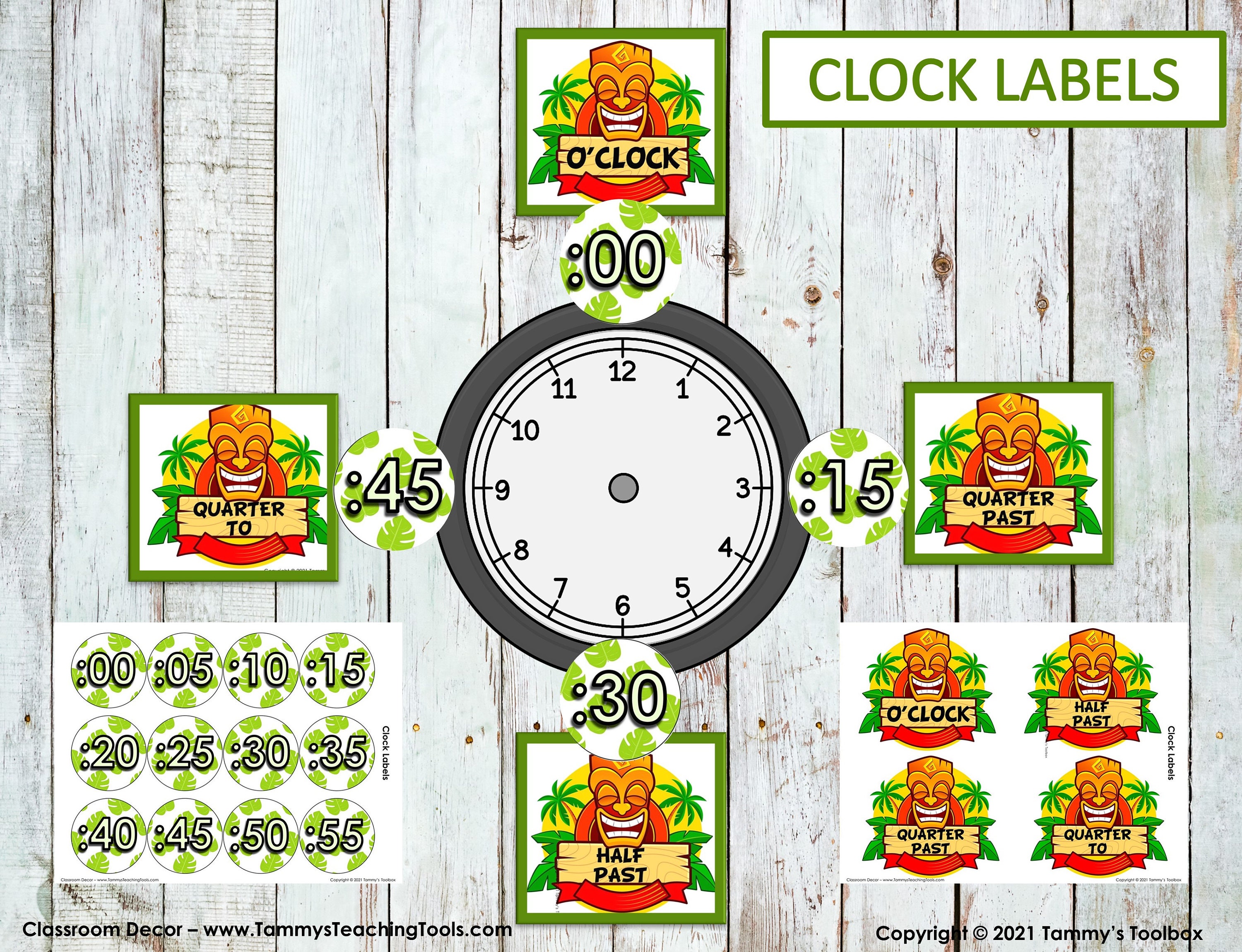 Classroom Schedule and Management Set in Tropical Theme, Tropical ...