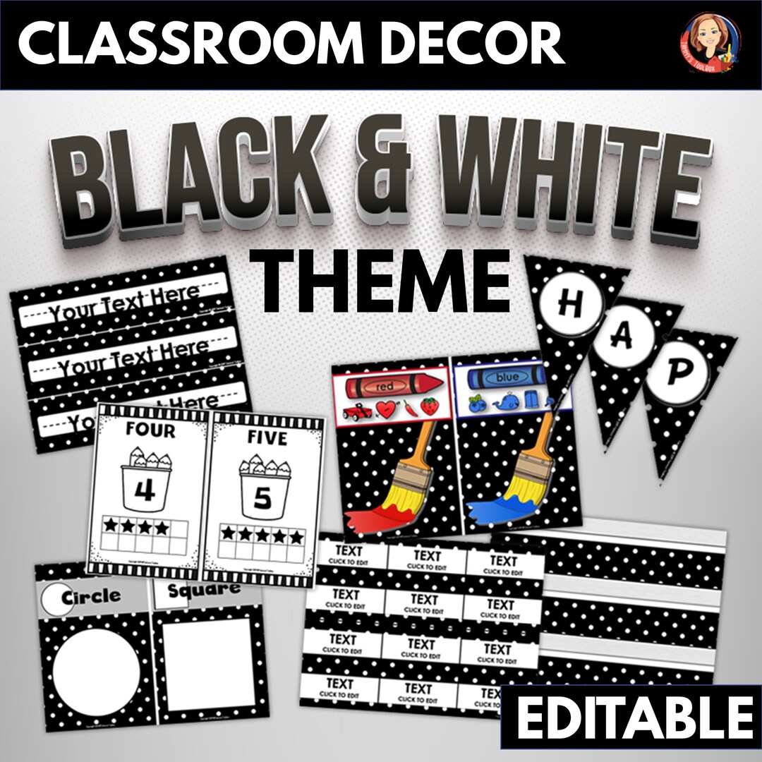 Black and White Classroom Decor and Labels - Etsy