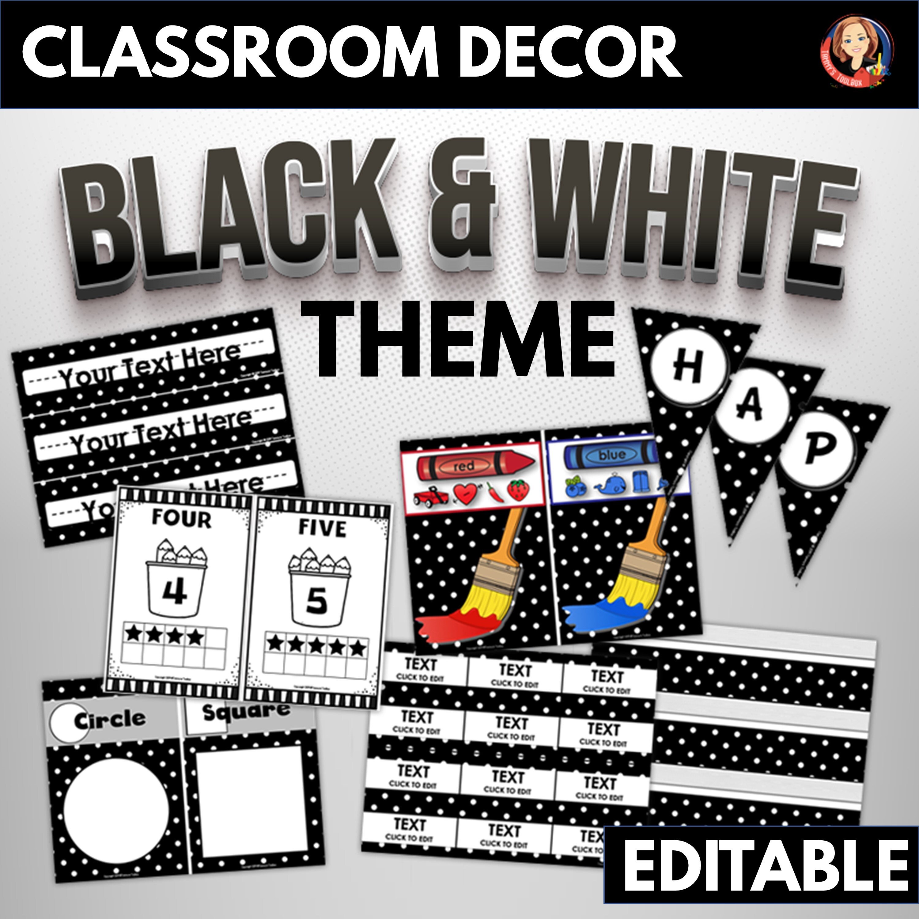 Black and White Classroom Decor and Labels - Etsy