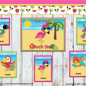 Tropical Classroom Decor Set, Editable, Printable Tropical Beach Theme ...