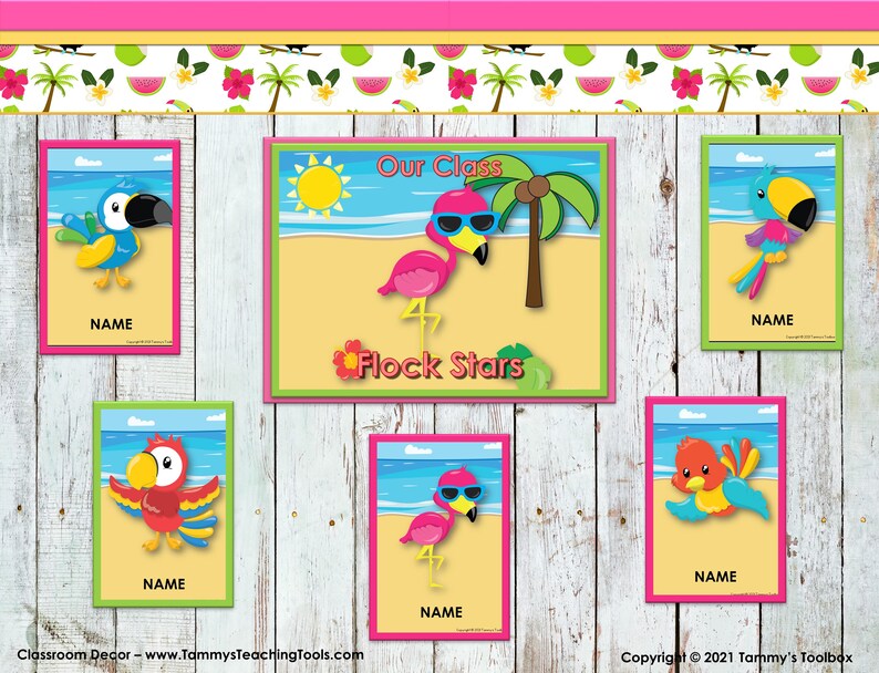 Tropical Classroom Decor Bundle Editable, Classroom Bulletin Board ...