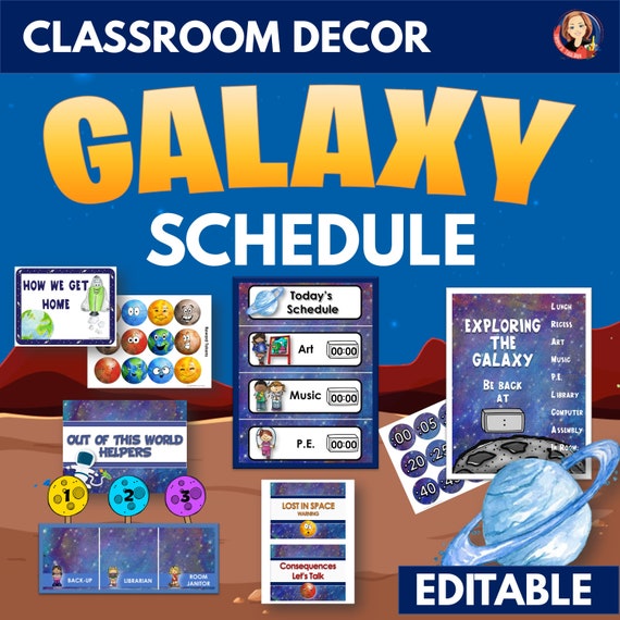 Galaxy Outer Space Theme Classroom Schedule and Management - Etsy