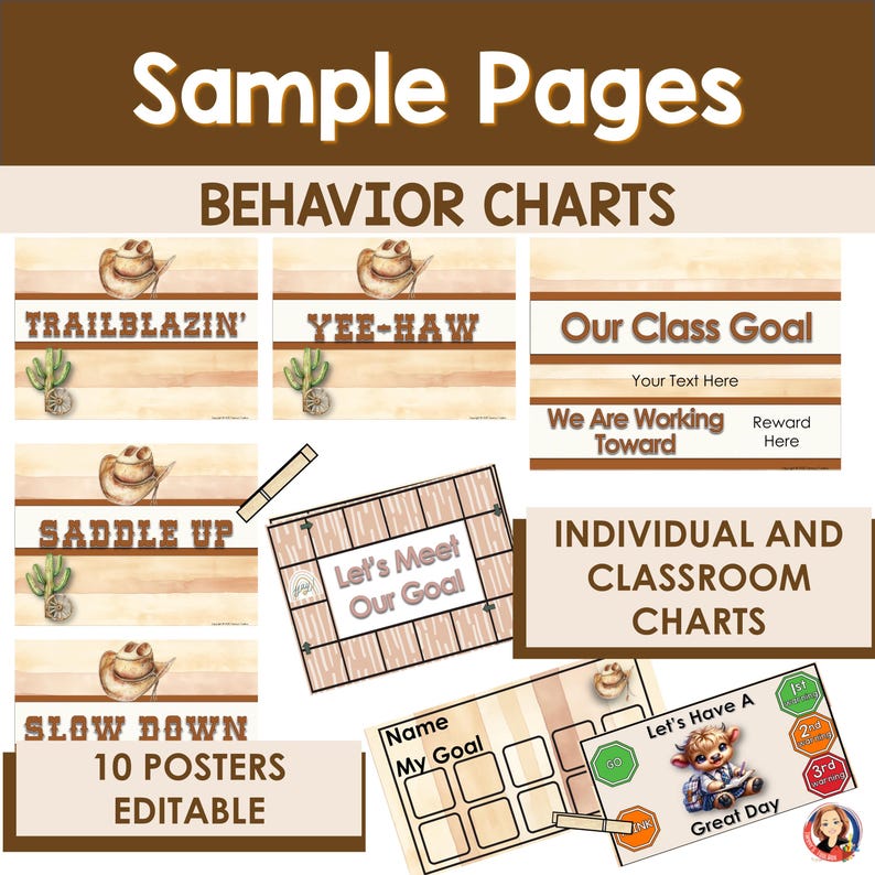 Western Classroom Management Set | Editable Behavior Chart, Class Jobs ...