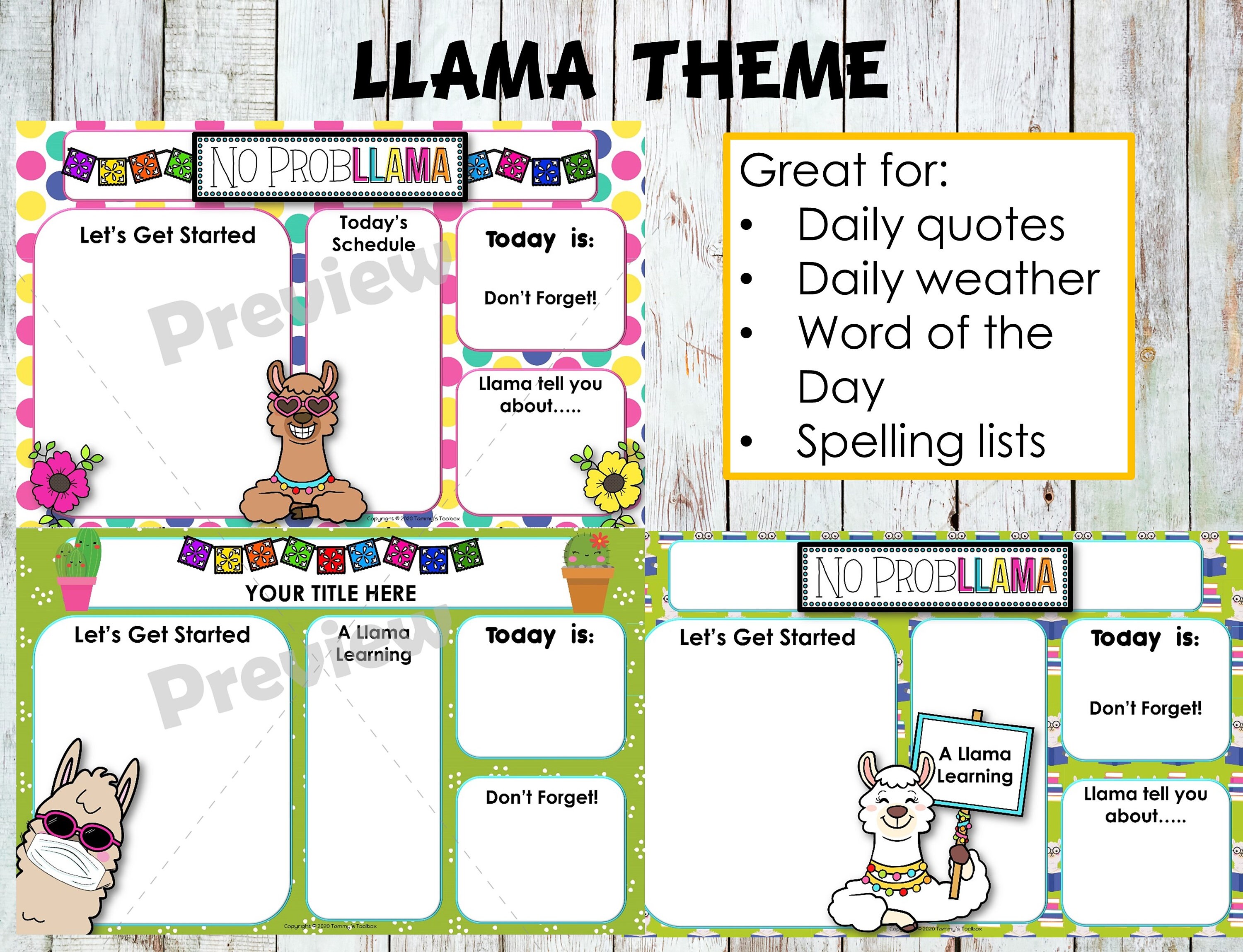 Llama Theme Morning Meeting Slides, Llama Classroom Decor Editable ...