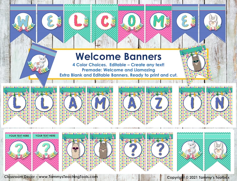 Llama Classroom Decor Bundle Editable, Llama Theme Classroom Bulletin ...