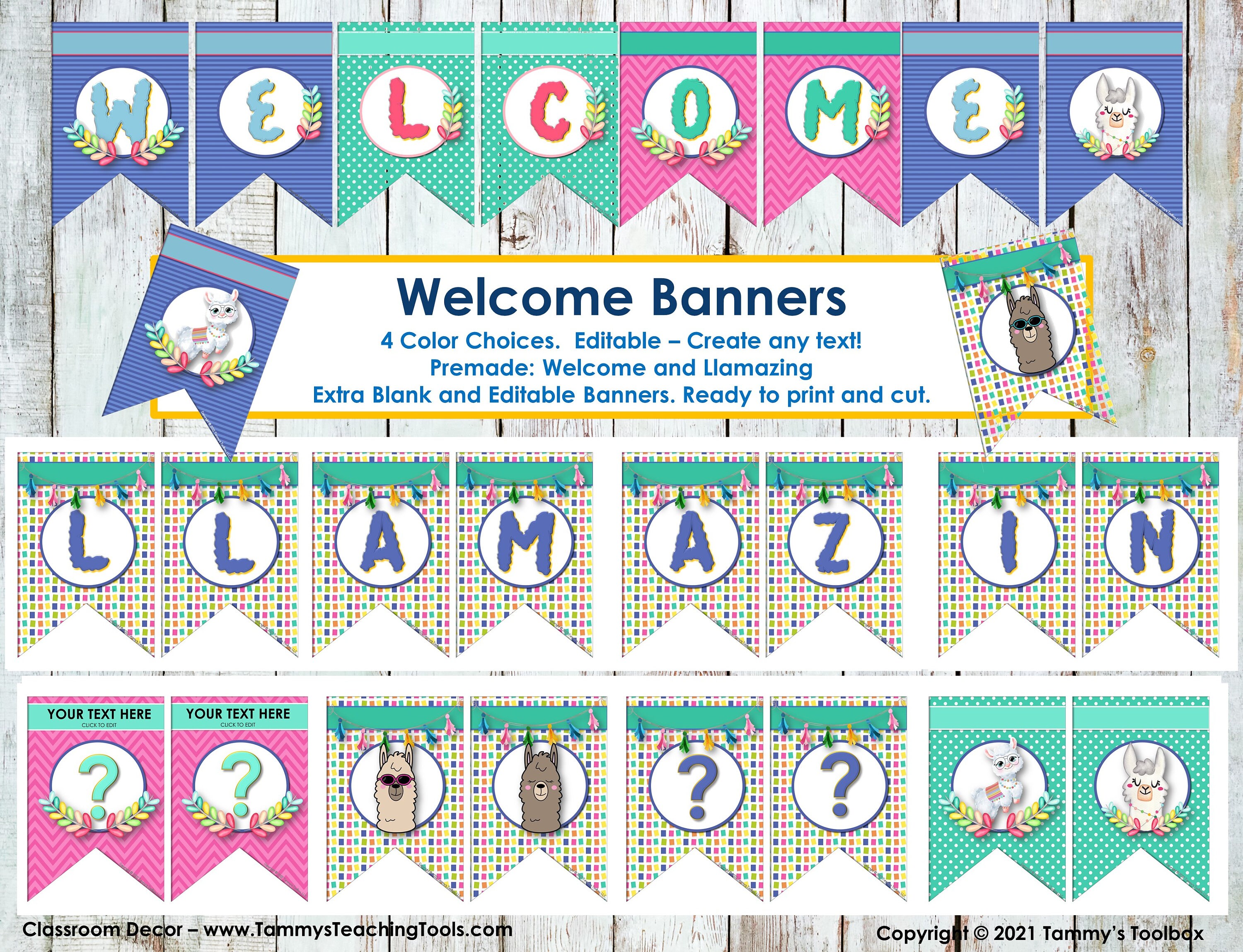Llama Classroom Decor Bundle Editable, Llama Theme Classroom Bulletin ...