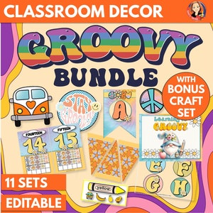 Groovy Retro Classroom Decor Bundle, With Bonus Back to School Craft ...